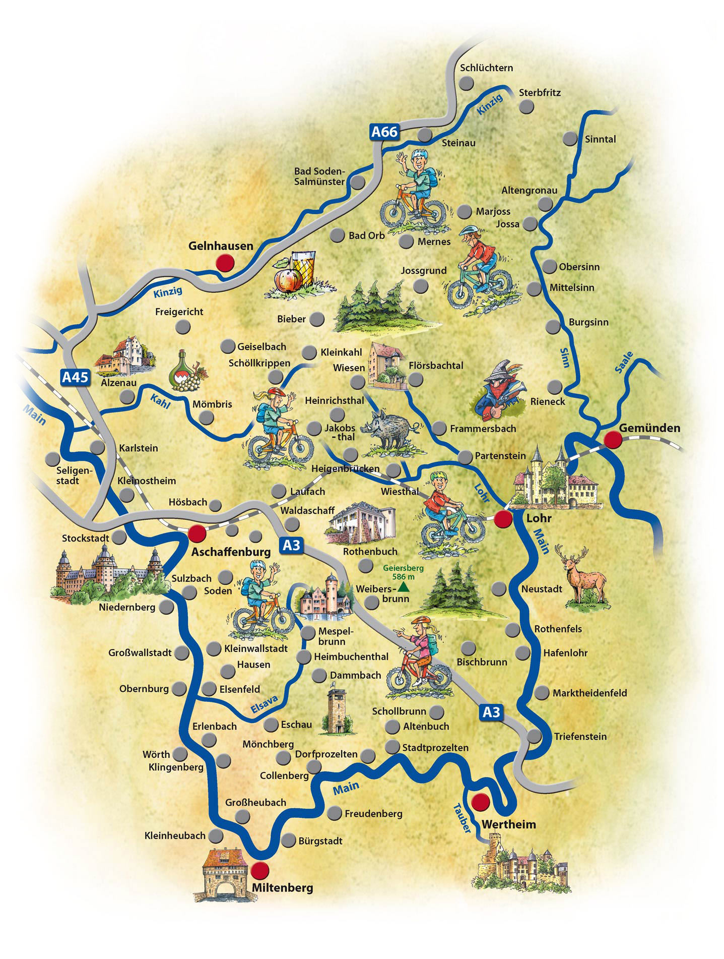 Interaktive Mountainbike-Touren-Karte - Moutainbike Spessart